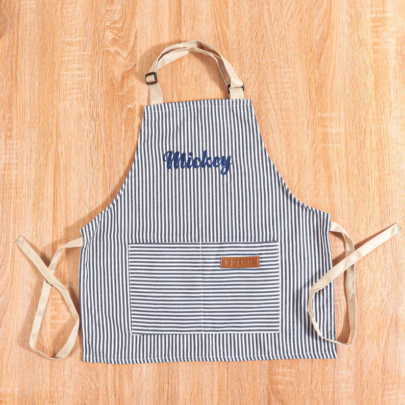 Personalized Kids Apron With Embroidered Name, Stripe Print Toddler ...