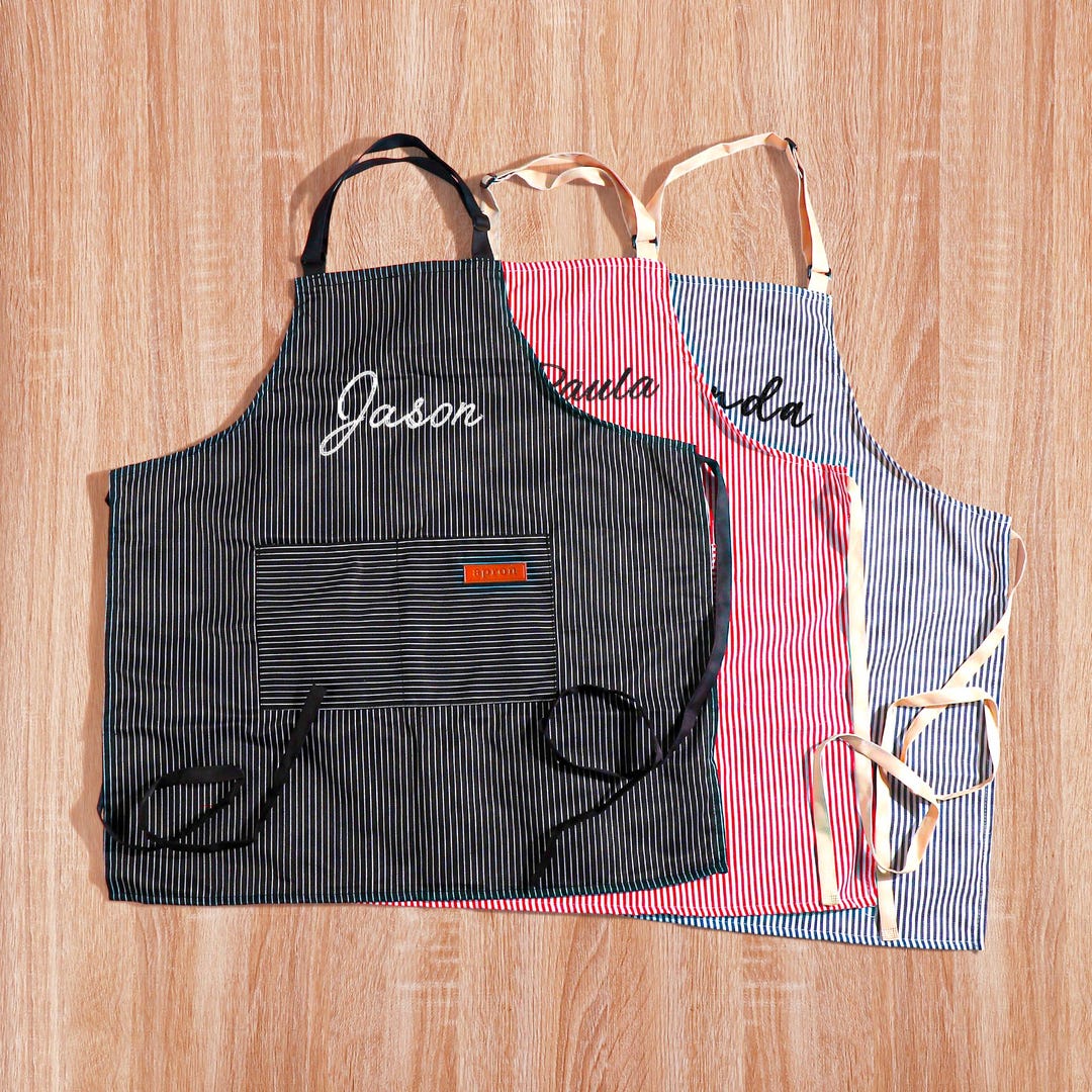 Personalized Aprons for Women Man, Striped Apron, Custom Aprons for ...