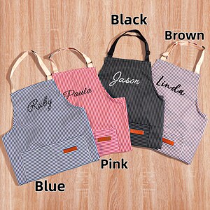 Personalized Kids Apron With Embroidered Name, Stripe Print Toddler ...
