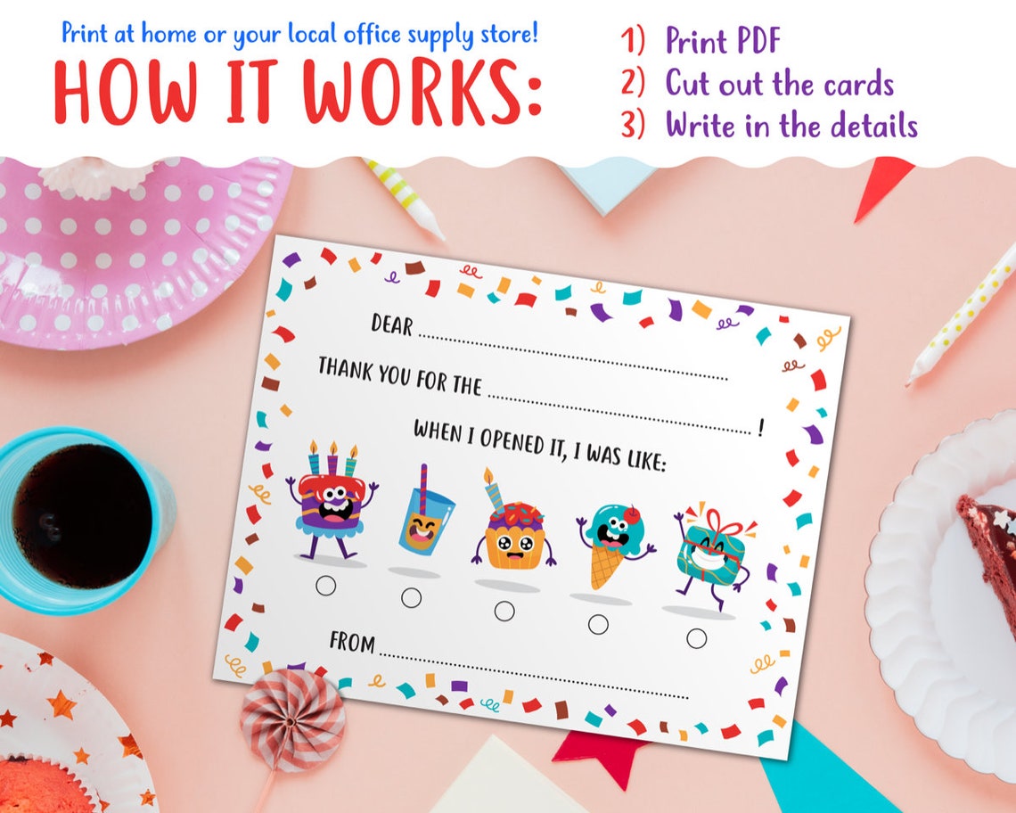 Kids Printable Fill in the Blank Thank You Card, Kids Printable Thank ...