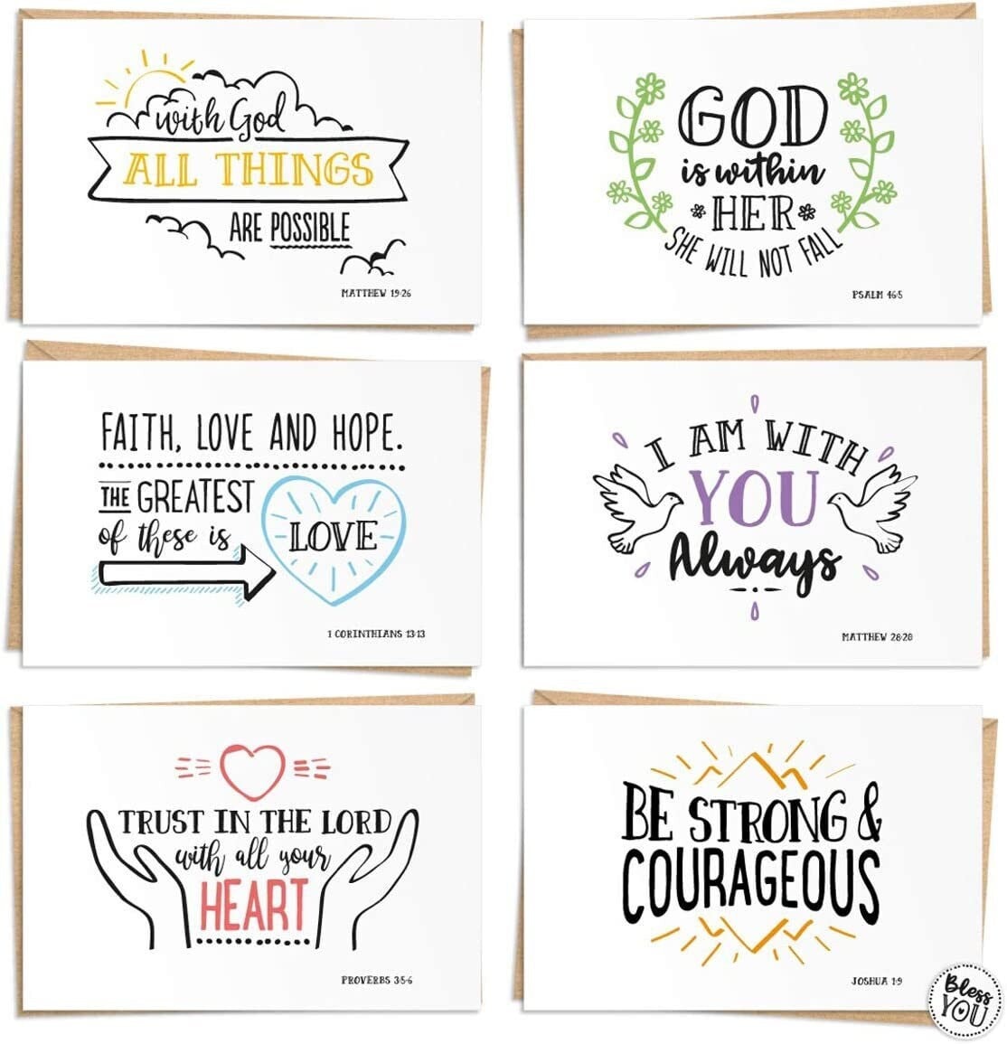 120 Greeting Card Pack - Bible Verse Christian Inspirational Messages ...