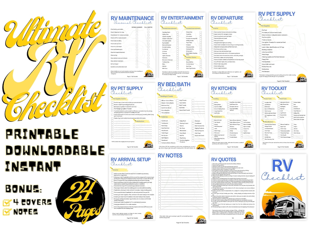 RV Printable Checklists | RV Planning | Camping Planning Checklist ...