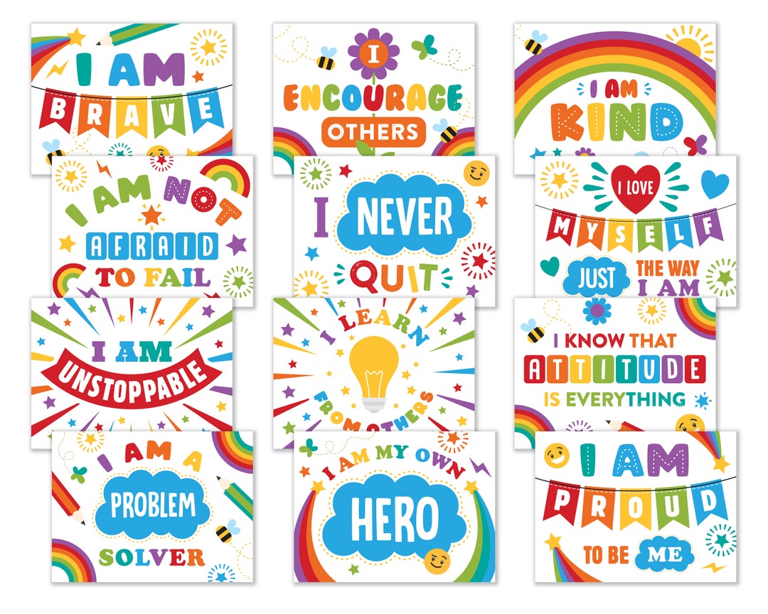Laminated Classroom and Bulletin Board Decoration Set - 12 Positive ...