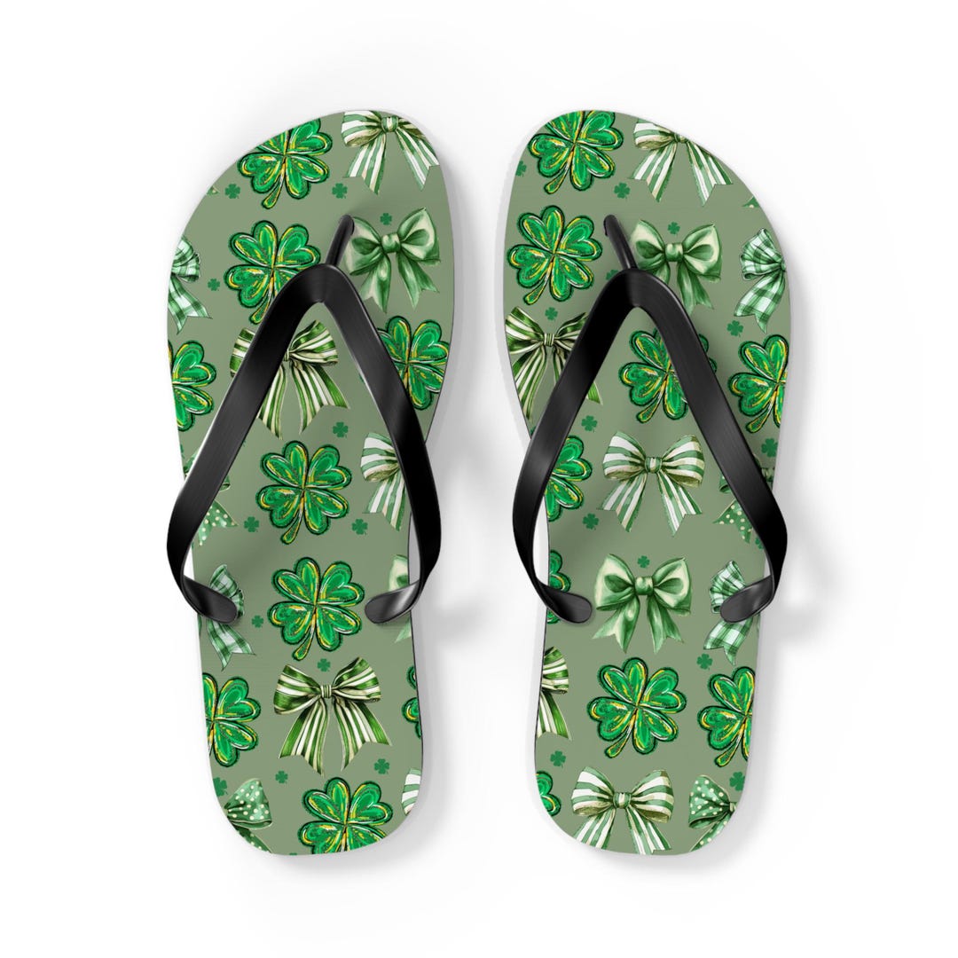 St. Patrick's Day Shamrock Coquette Flip Flops, St Patty's Day Outfit ...