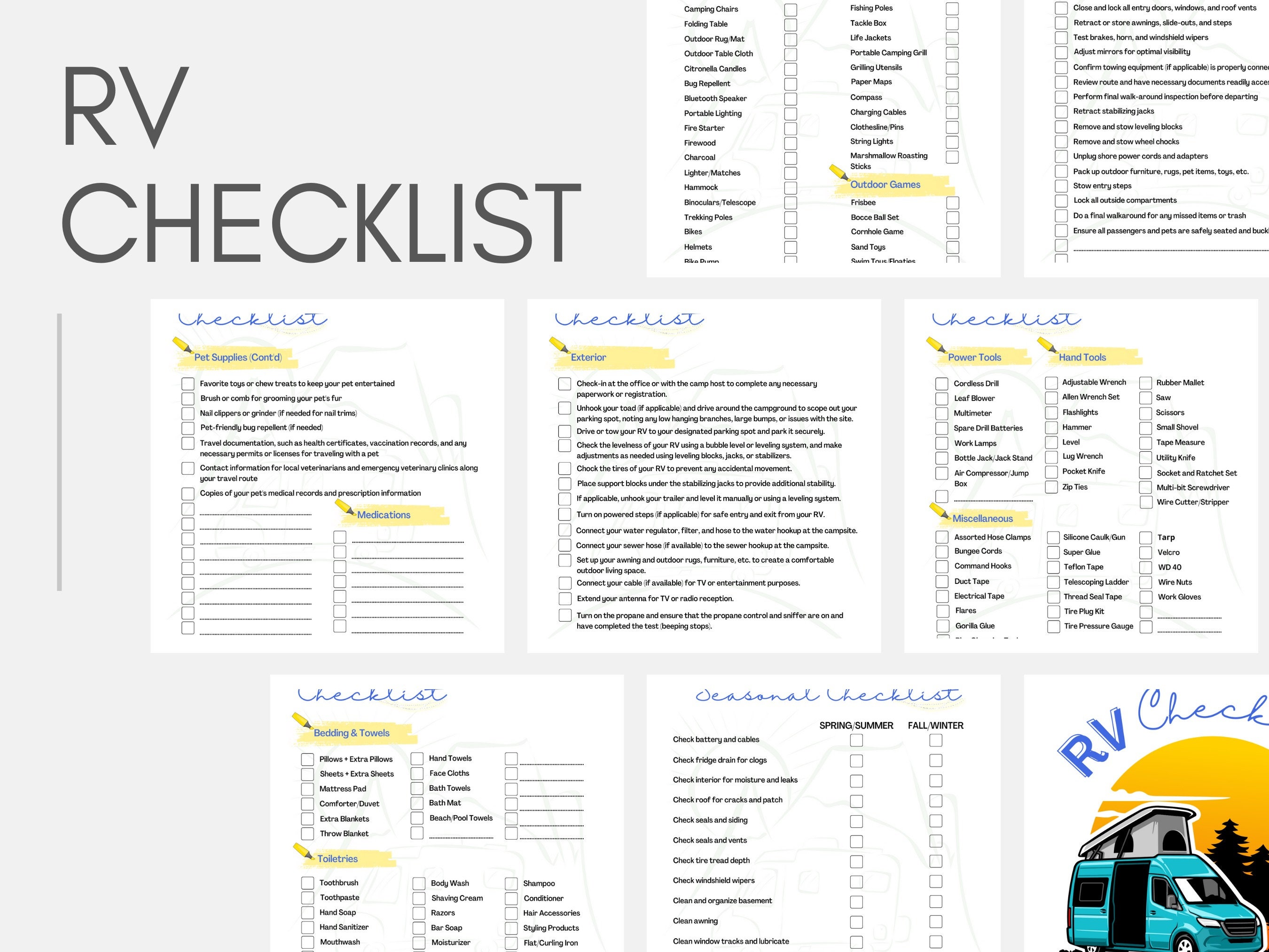 RV Printable Checklists | RV Planning | Camping Planning Checklist ...