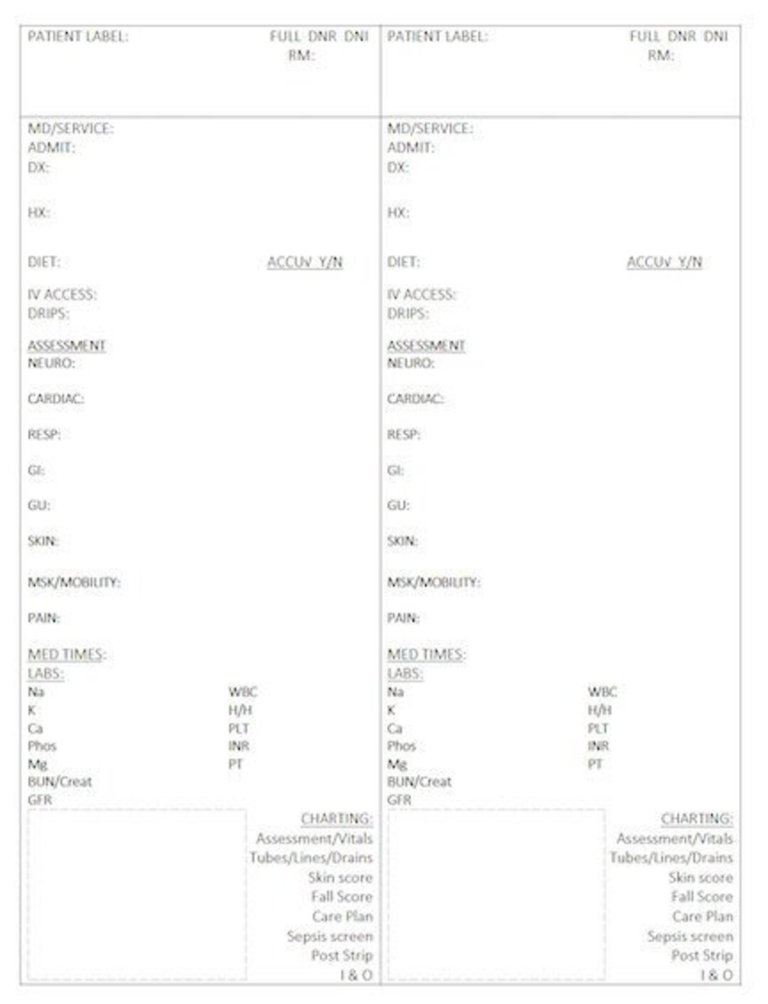 The Best Medsurg Nurse Shift Worksheet You'll Ever Need - Etsy