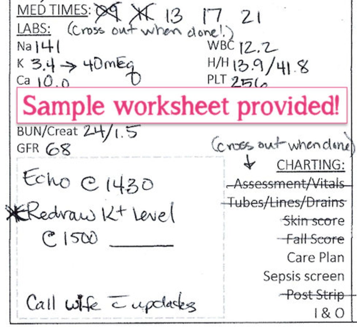 The Best Medsurg Nurse Shift Worksheet You'll Ever Need! - Etsy
