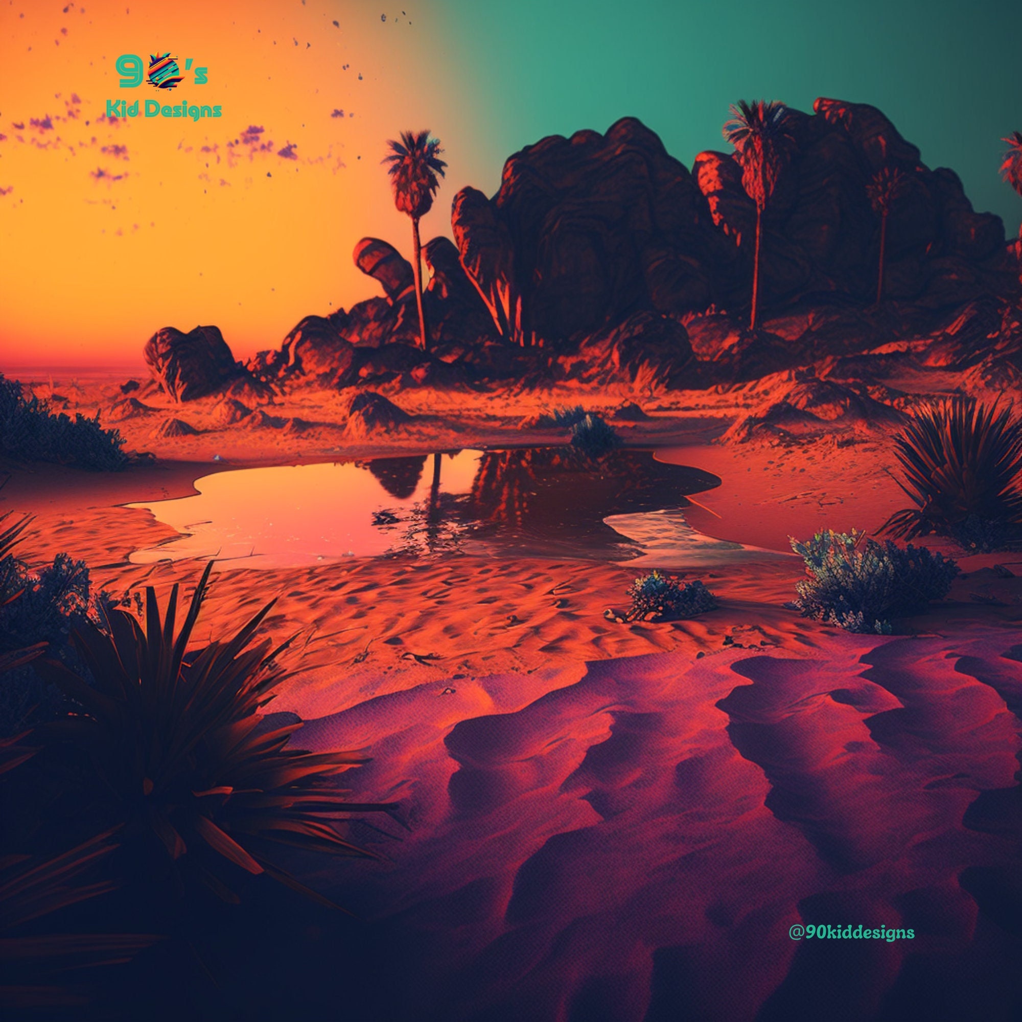 Retro Sunset Beach Vintage Design 4, Digital Art Print, Printable JPG ...