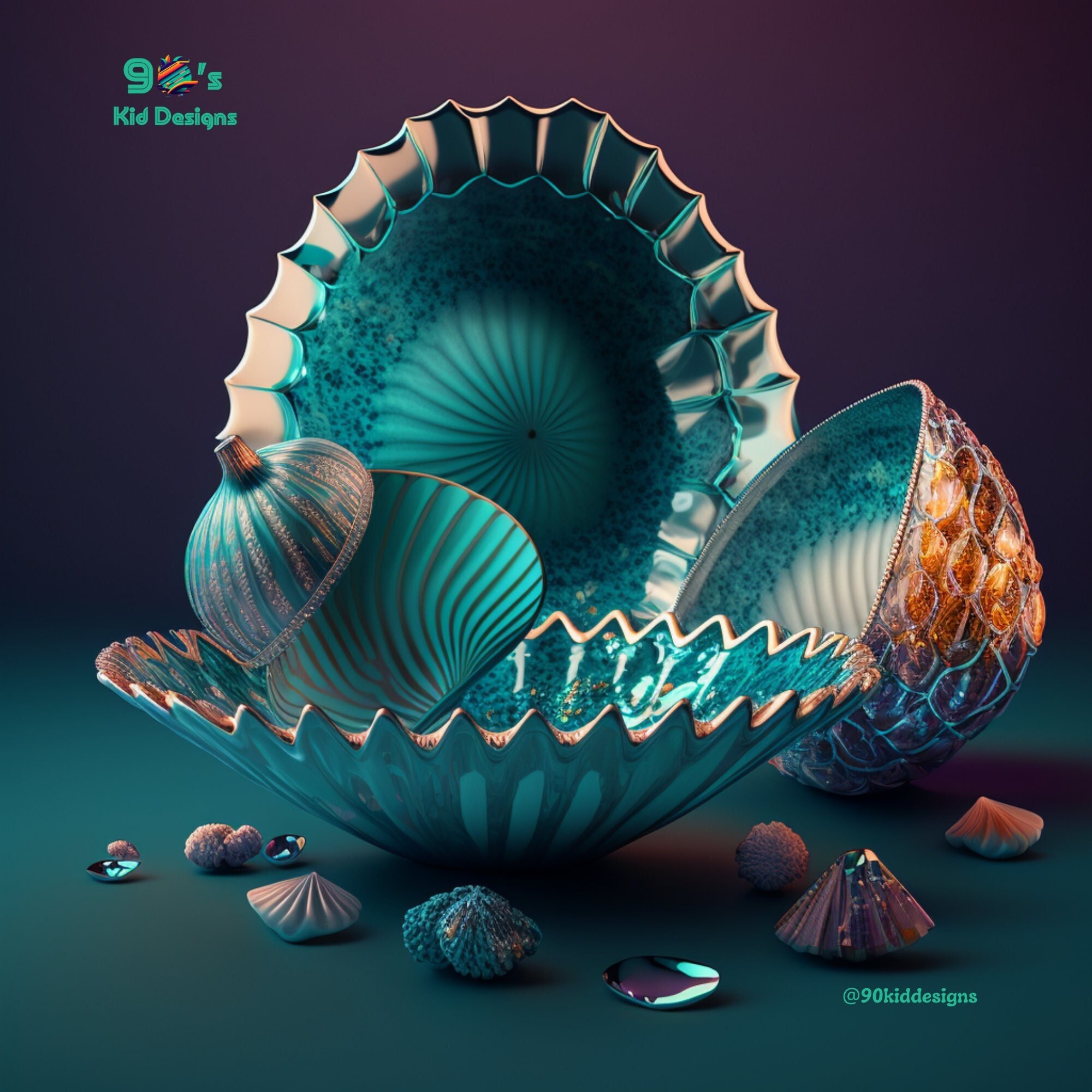 Seashells Art 1, Digital Art Print, Printable JPG PNG SVG, Transparent ...