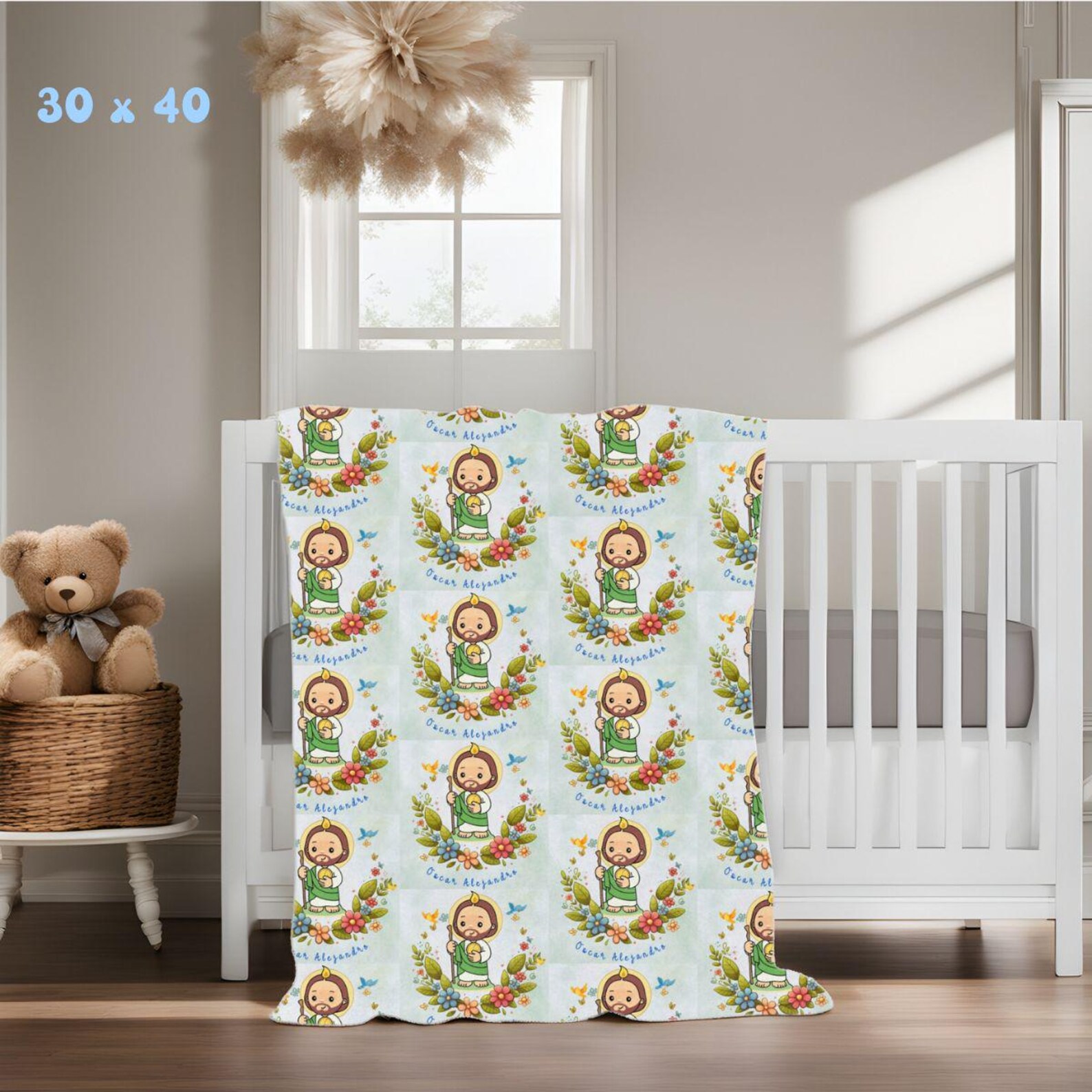 San Judas Velveteen Plush Spanish Blanket - St Jude Mexican Baby Shower ...