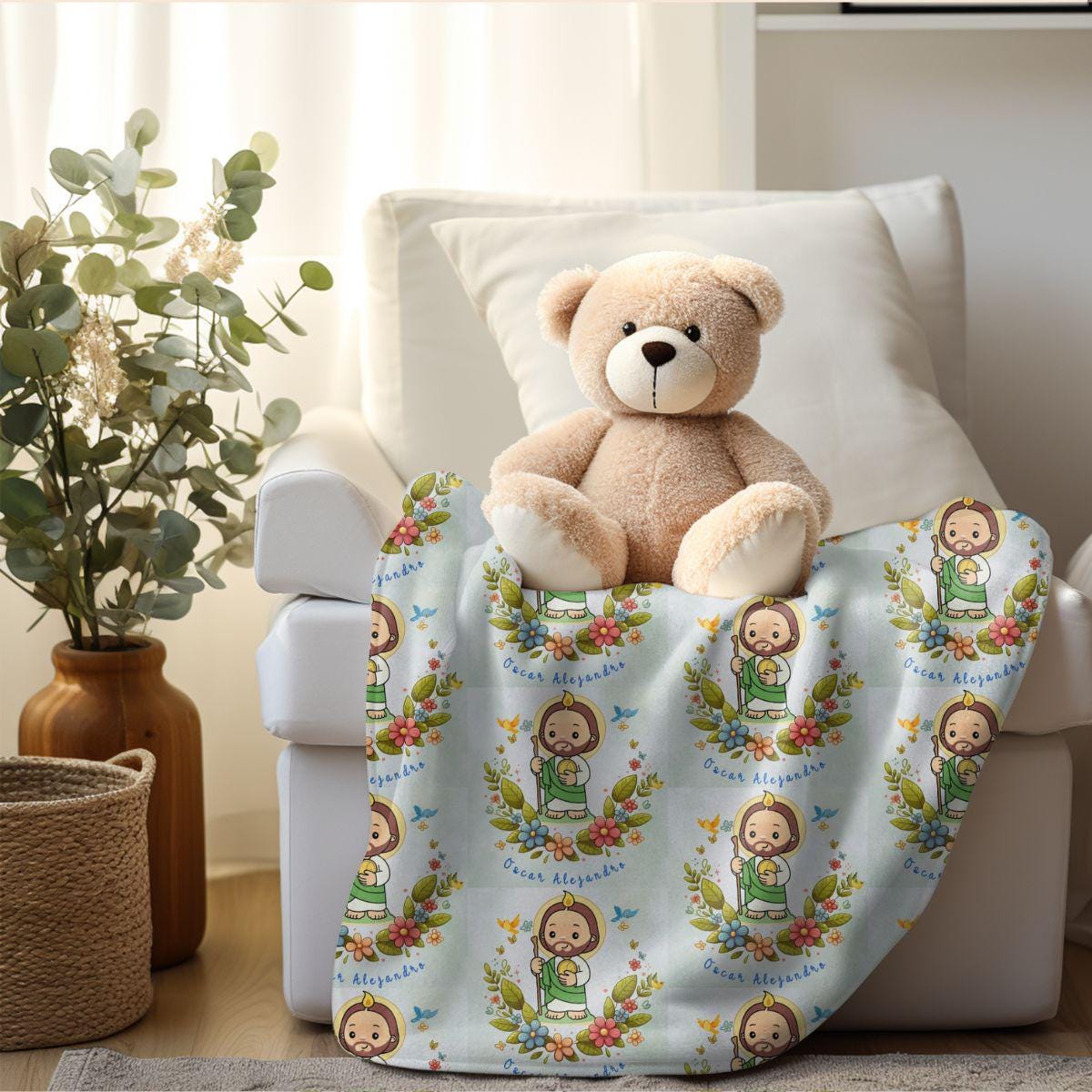 San Judas Velveteen Plush Spanish Blanket - St Jude Mexican Baby Shower ...