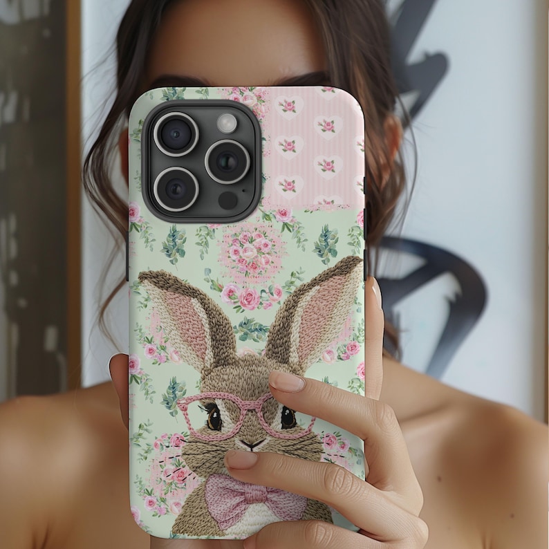 Bunny Floral Tough Phone Case: Shabby Chic Easter Gift - Etsy