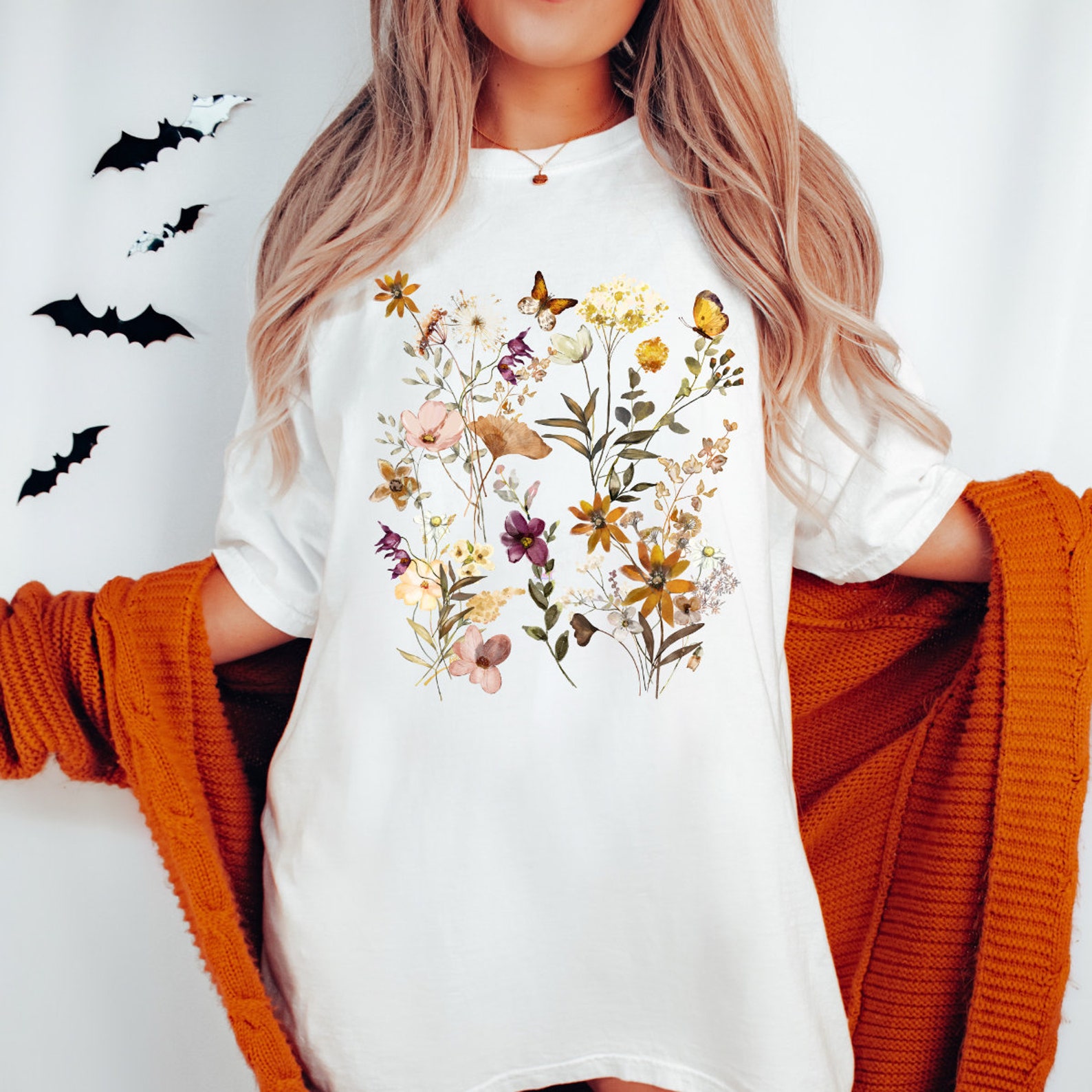 Cottagecore Wildflower Shirt: Butterfly Floral Comfort Colors Tee - Etsy