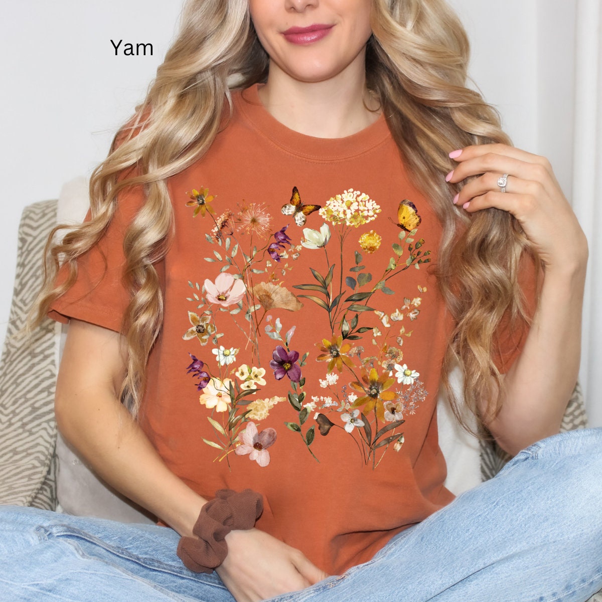 Cottagecore Wildflower Shirt, Butterfly Flowers Comfort Colors Tshirt ...