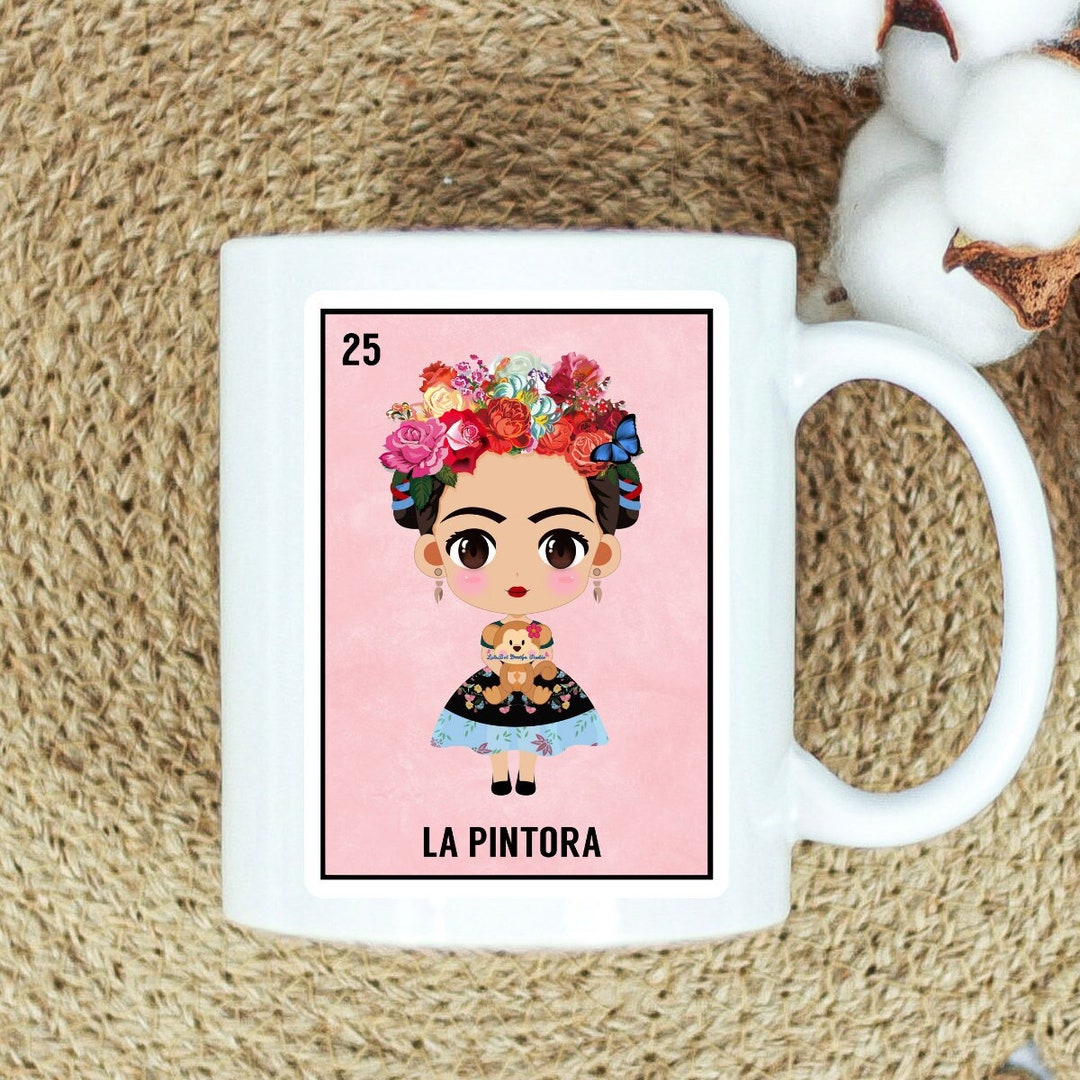 Floral Frida Kahlo Ceramic Mug: La Pintora Mexican Art Cup - Etsy