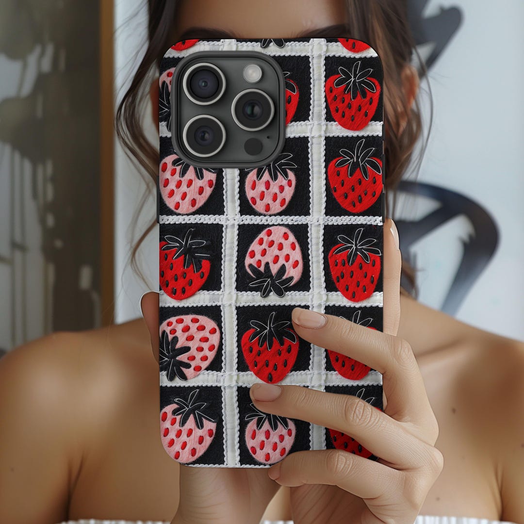 Strawberry iPhone Case: Cottagecore Floral Tough Cover - Etsy
