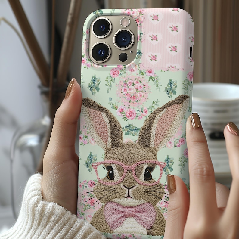 Bunny Floral Tough Phone Case: Shabby Chic Easter Gift - Etsy