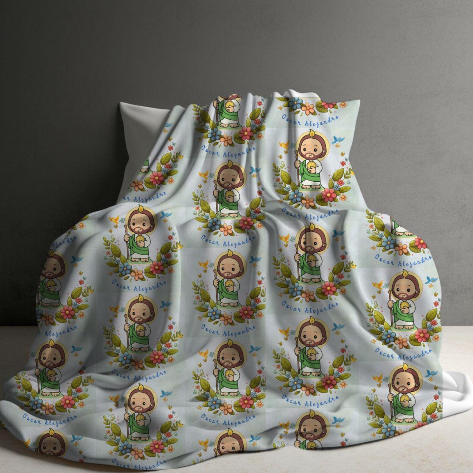 San Judas Velveteen Plush Spanish Blanket - St Jude Mexican Baby Shower ...