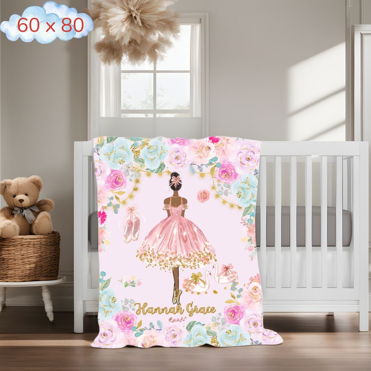 Ballerina Rose Blanket, Tween Girl Name Gifts, Ballet Nursery Blankets ...