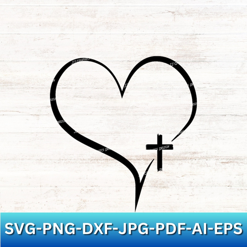 Heart With Cross Svg - Etsy