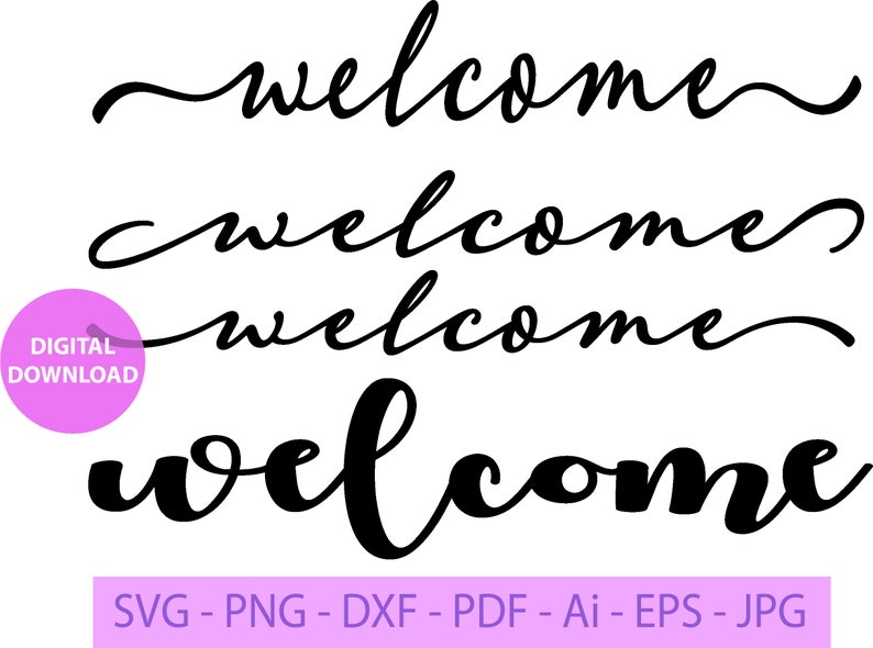 Welcome Script Clip Art DIGITAL DOWNLOAD Svg Dxf Png - Etsy