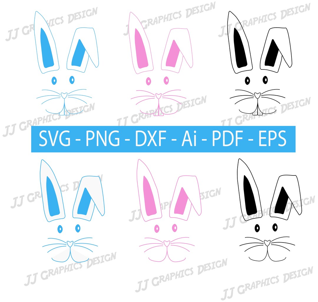 Easter Bunny Face Printable Clip Art | Bunny Face Clip Art | Bunny ...