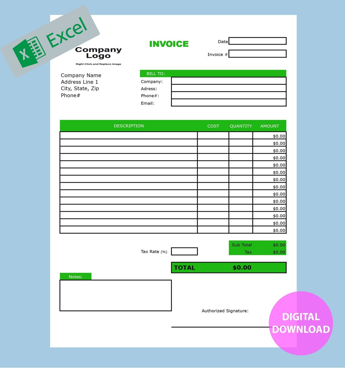 Small Business Invoice Template EXCEL | Excel Invoice Template ...