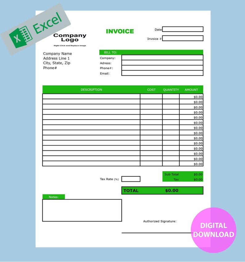 Small Business Invoice Template EXCEL | Excel Invoice Template ...
