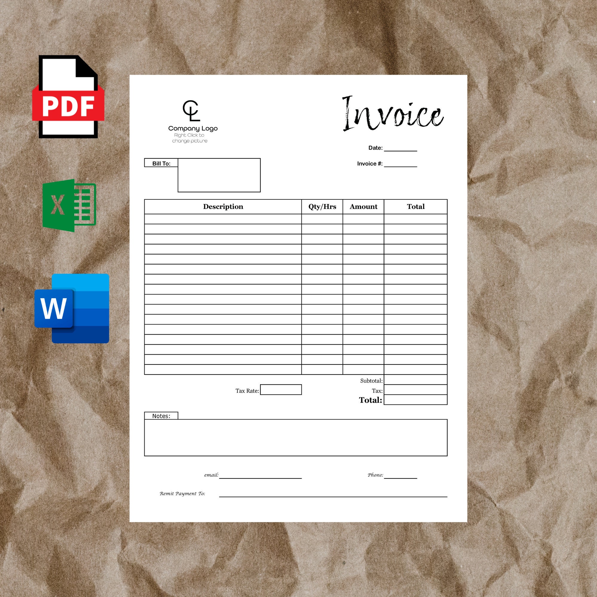 Invoice Template Excel | Invoice Template PDF | Invoice Template MS ...
