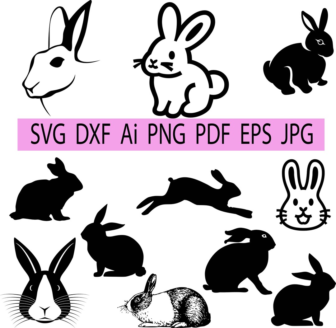 Bunny Silhouette Bundle SVG With Multiple File Types | Easter Rabbit ...