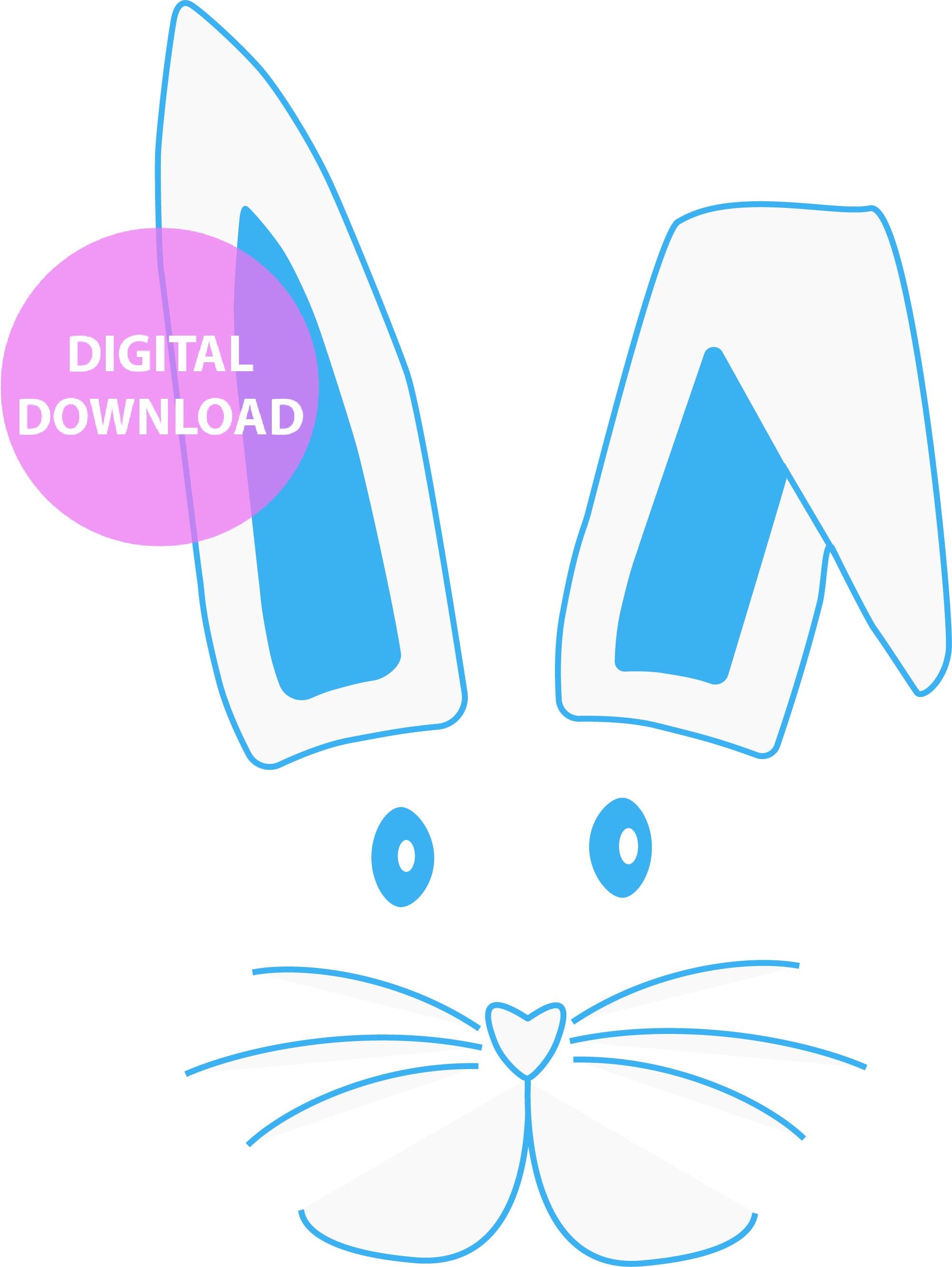 Easter Bunny Face Printable Clip Art | Bunny Face Clip Art | Bunny ...