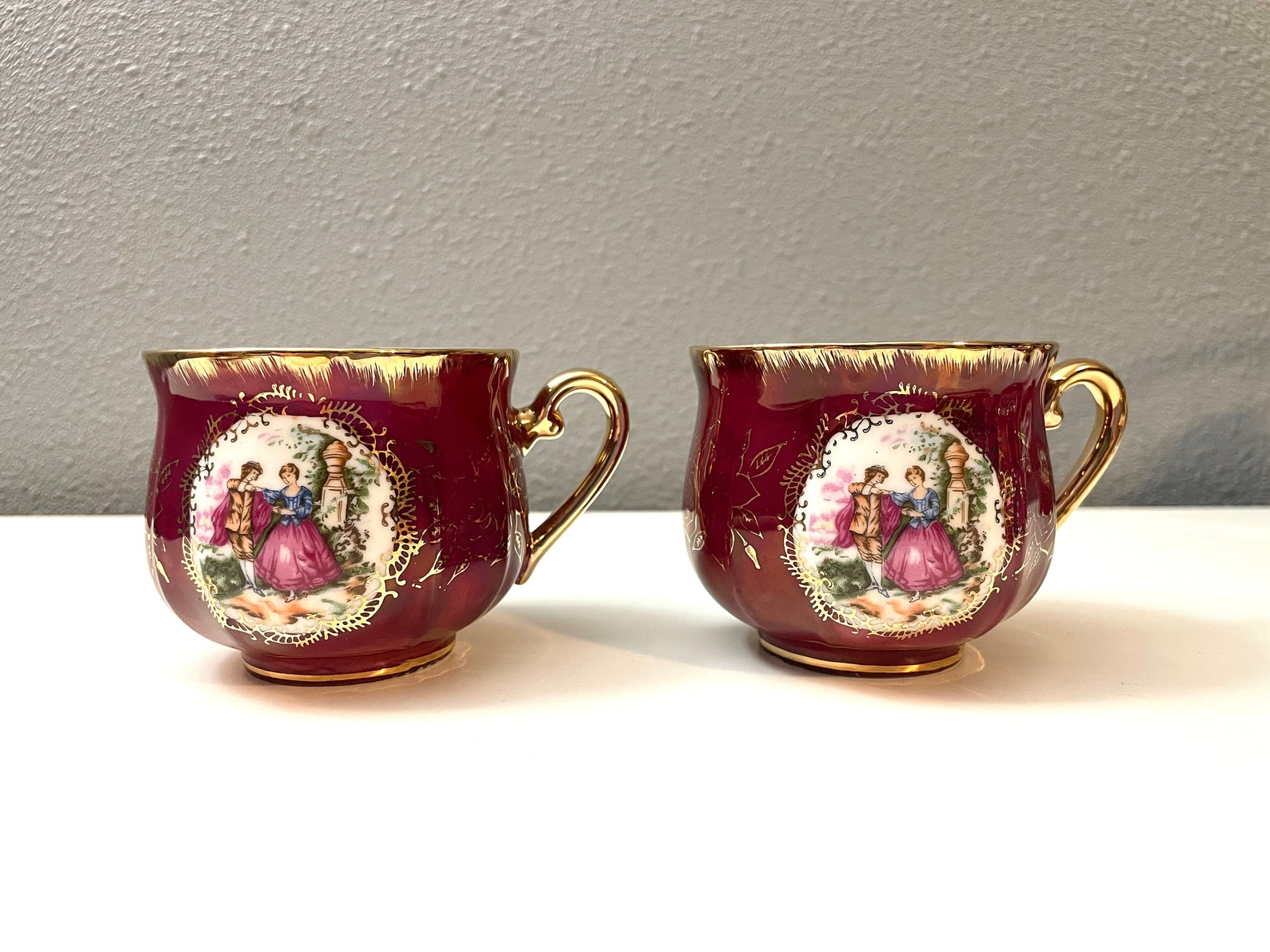 Vintage Victorian Style Tea Set With Cups, Saucers, Creamer, and ...