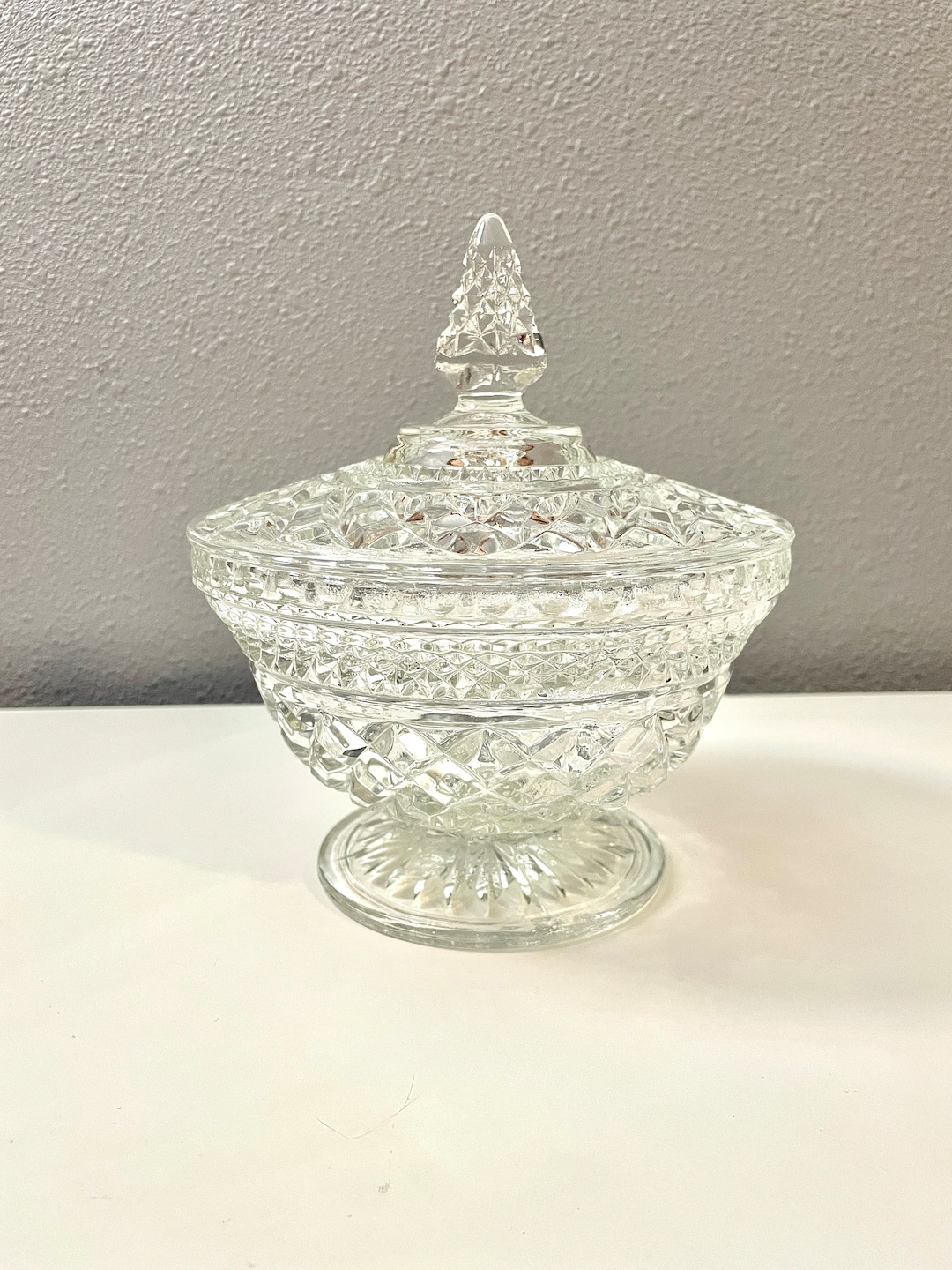 Vintage Cut Glass Candy Dish With Lid - Etsy