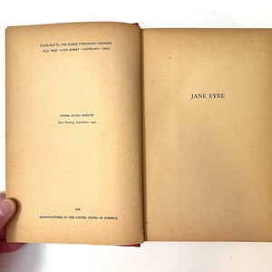 Jane Eyre Hardcover Book 1943 First Printing Tower Books - Etsy