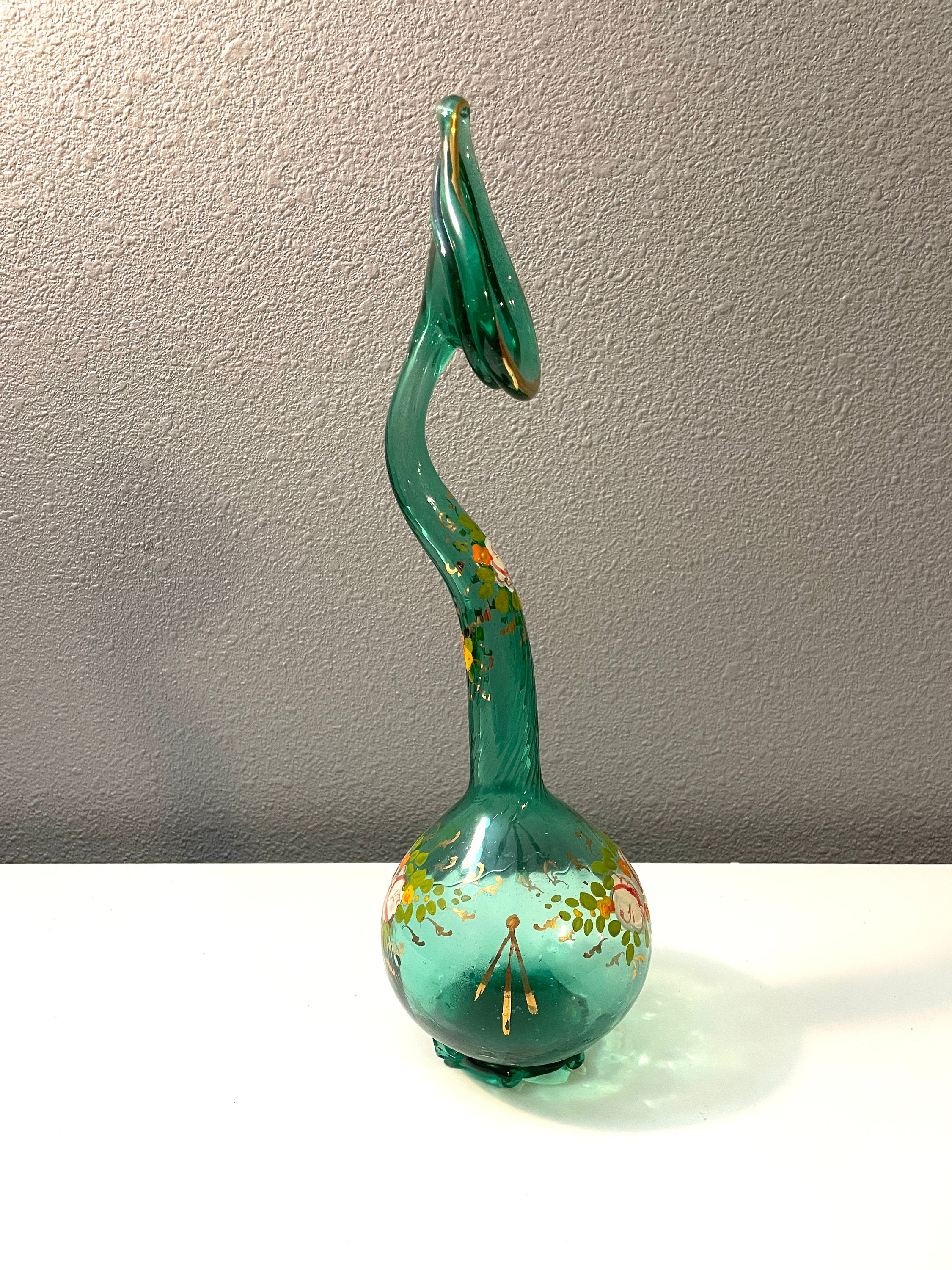 Vintage Green Swan Neck Saddle Flask/rosewater Sprinkler - Etsy