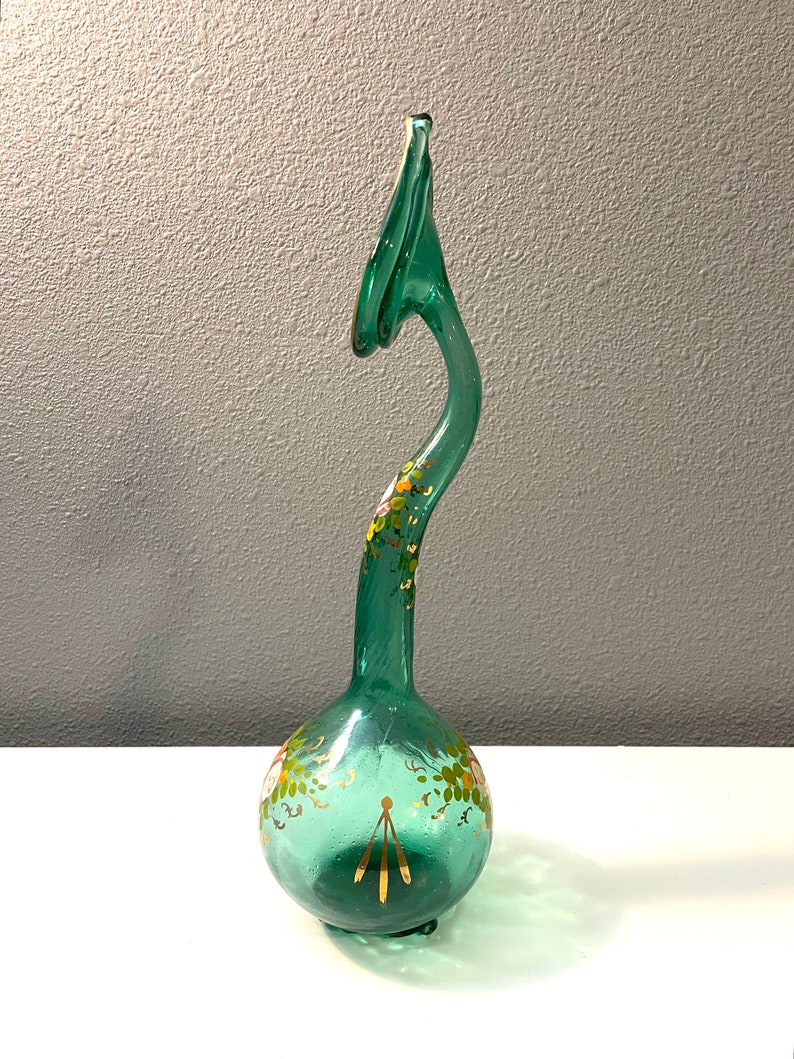 Vintage Green Swan Neck Saddle Flask/rosewater Sprinkler - Etsy