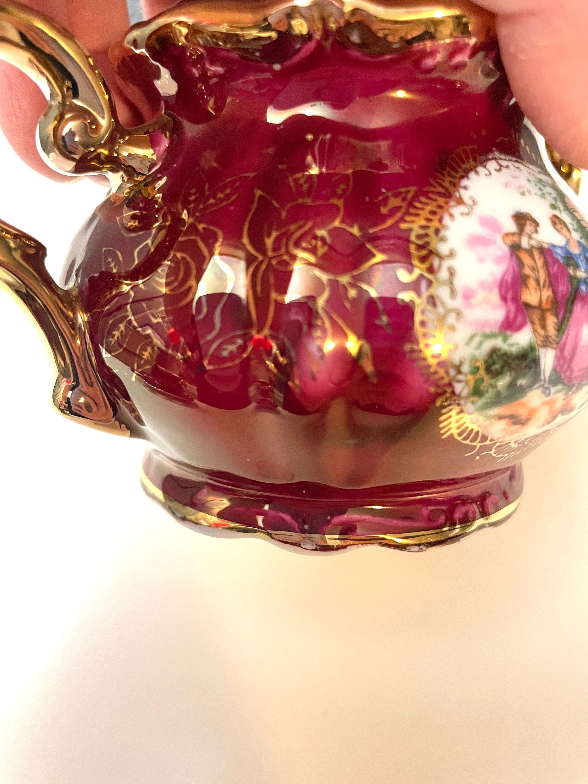 Vintage Victorian Style Tea Set With Cups, Saucers, Creamer, and ...