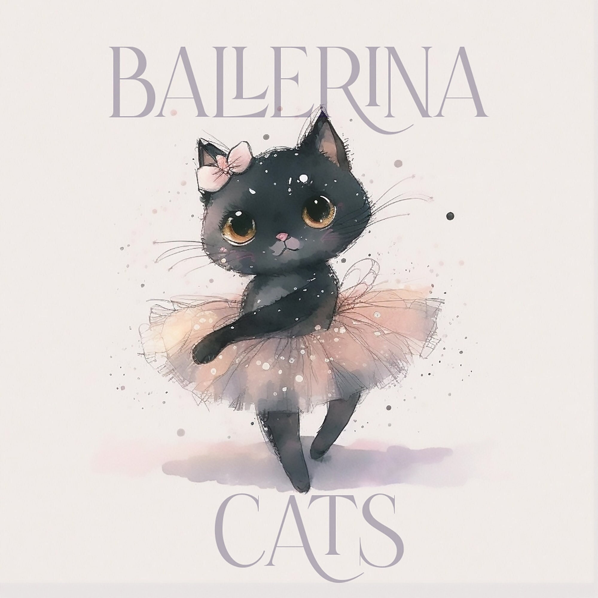 Adorable Ballerina Cat Trio Watercolor Prints - Digital Download for ...