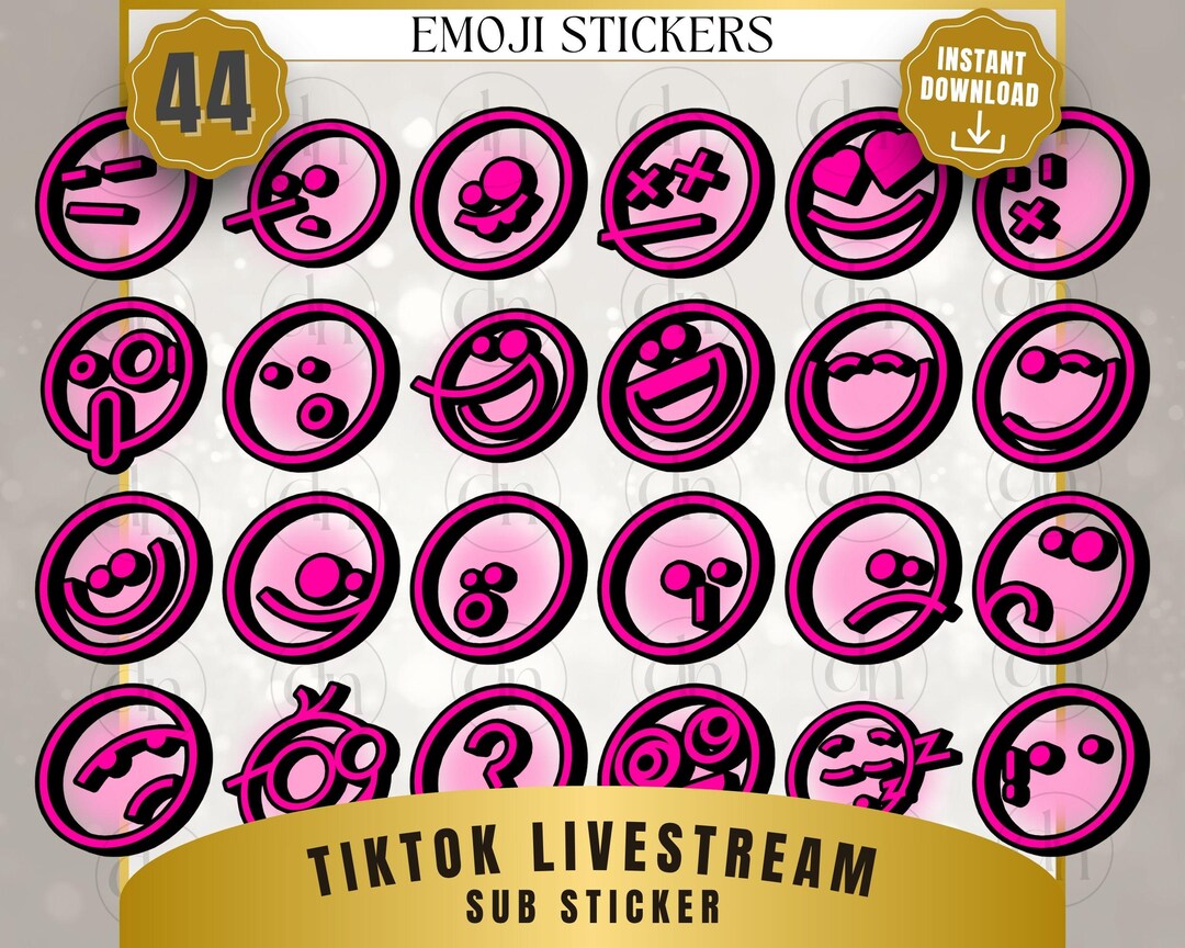 Tiktok Sub Stickers: Hot Pink Emoji Streamer Emotes (PNG Digital ...