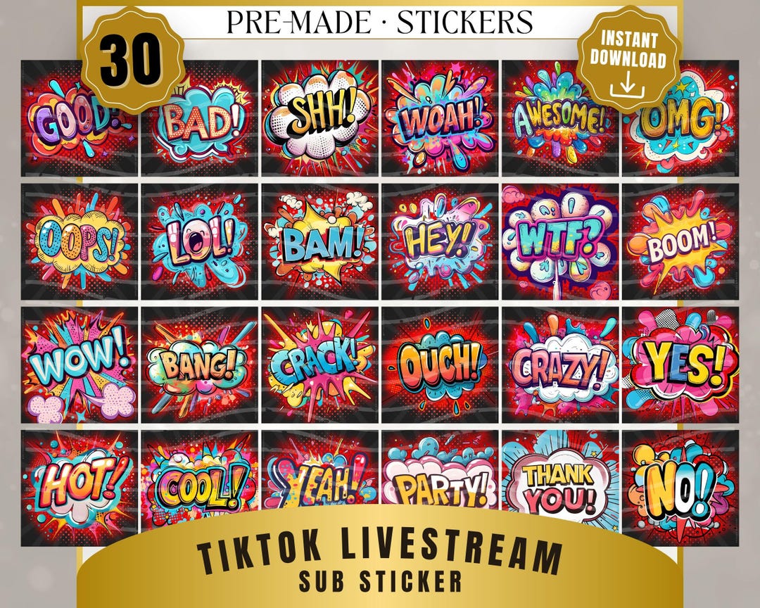 Tiktok Subscriber Stickers, Tik Tok Sub Stickers, Livestream Stickers ...
