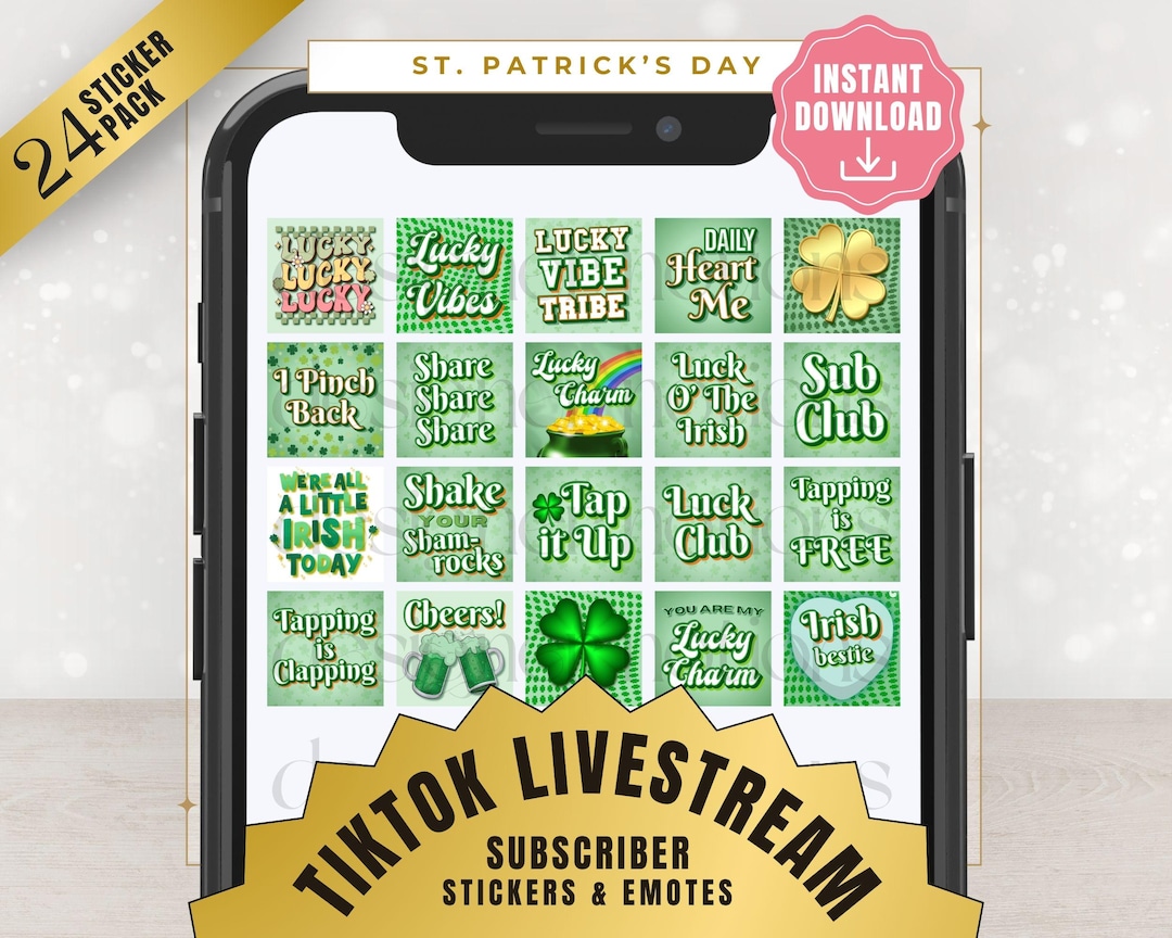 St Patrick's Day Tiktok Emotes: Livestream Subscriber Stickers (digital ...