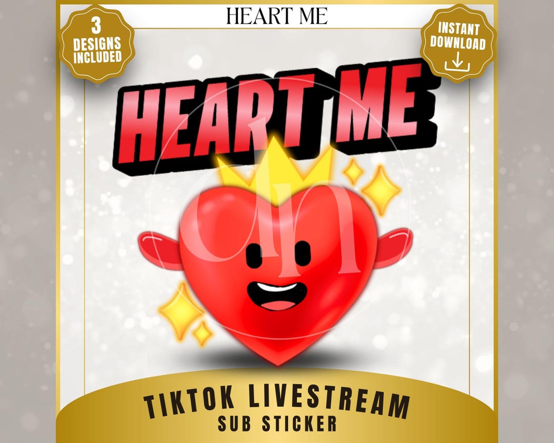 Tiktok Heart Me Sub Stickers 3D Cartoon Emotes PNG Digital Download - Etsy