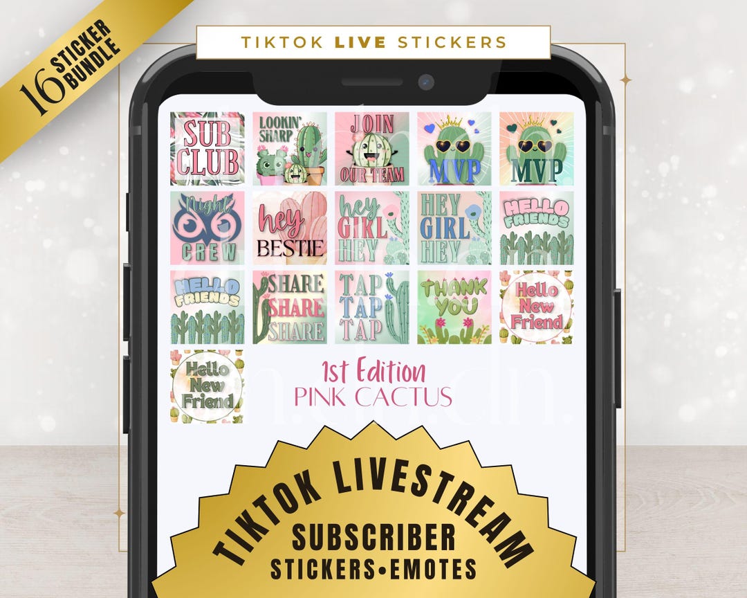 Tiktok Sub Stickers, Livestream Chat Emotes, Girly, Pink, Cute Cartoon ...