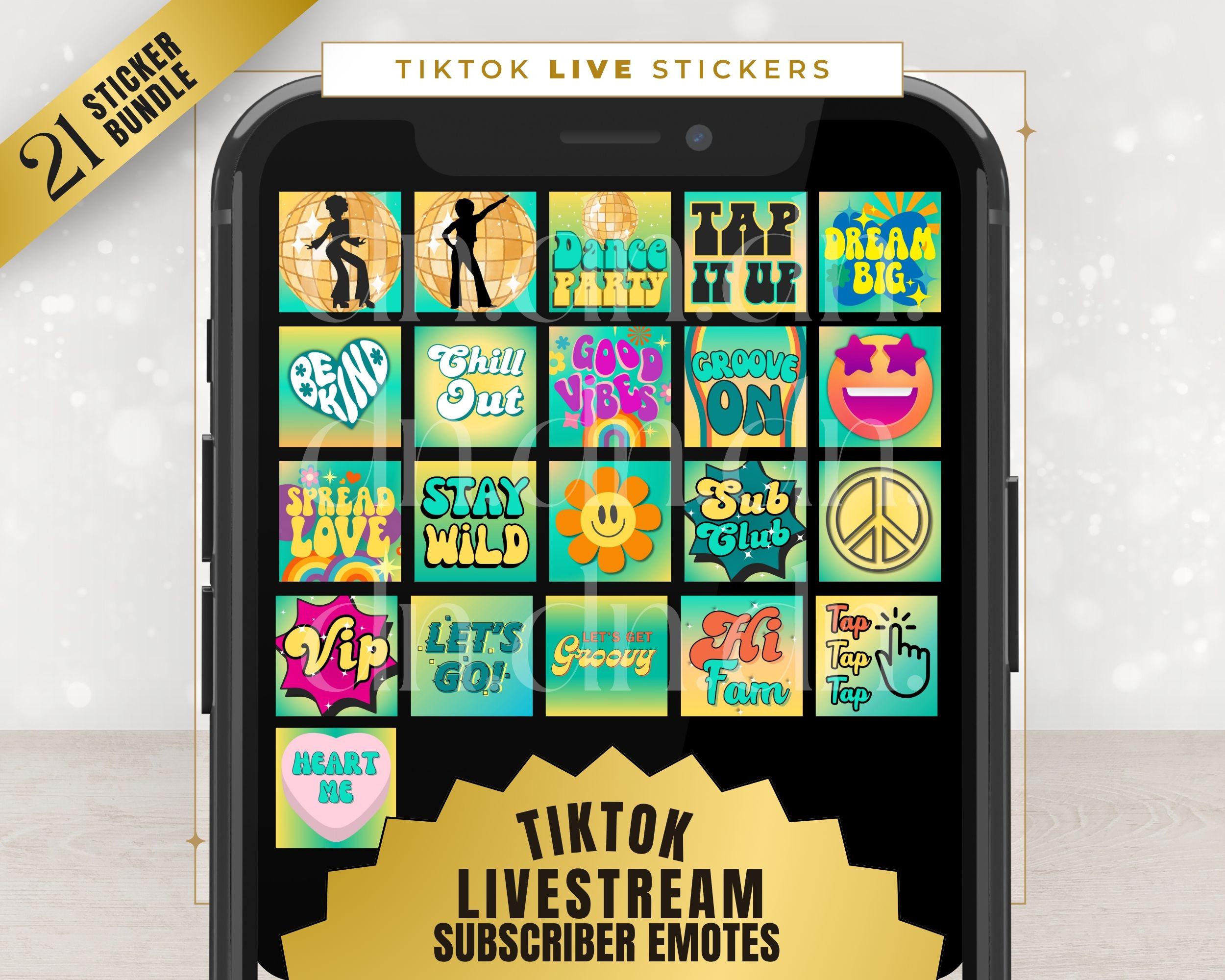Tiktok Live Sub Stickers: Groovy Retro Emotes (digital Download) - Etsy