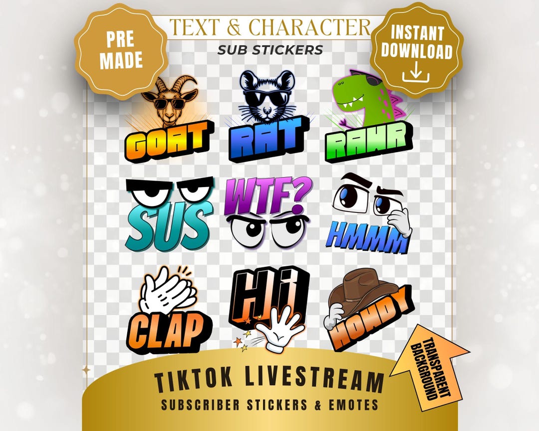 Tiktok Sub Stickers, LIVE Stream Subscriber Chat Emotes, Digital ...