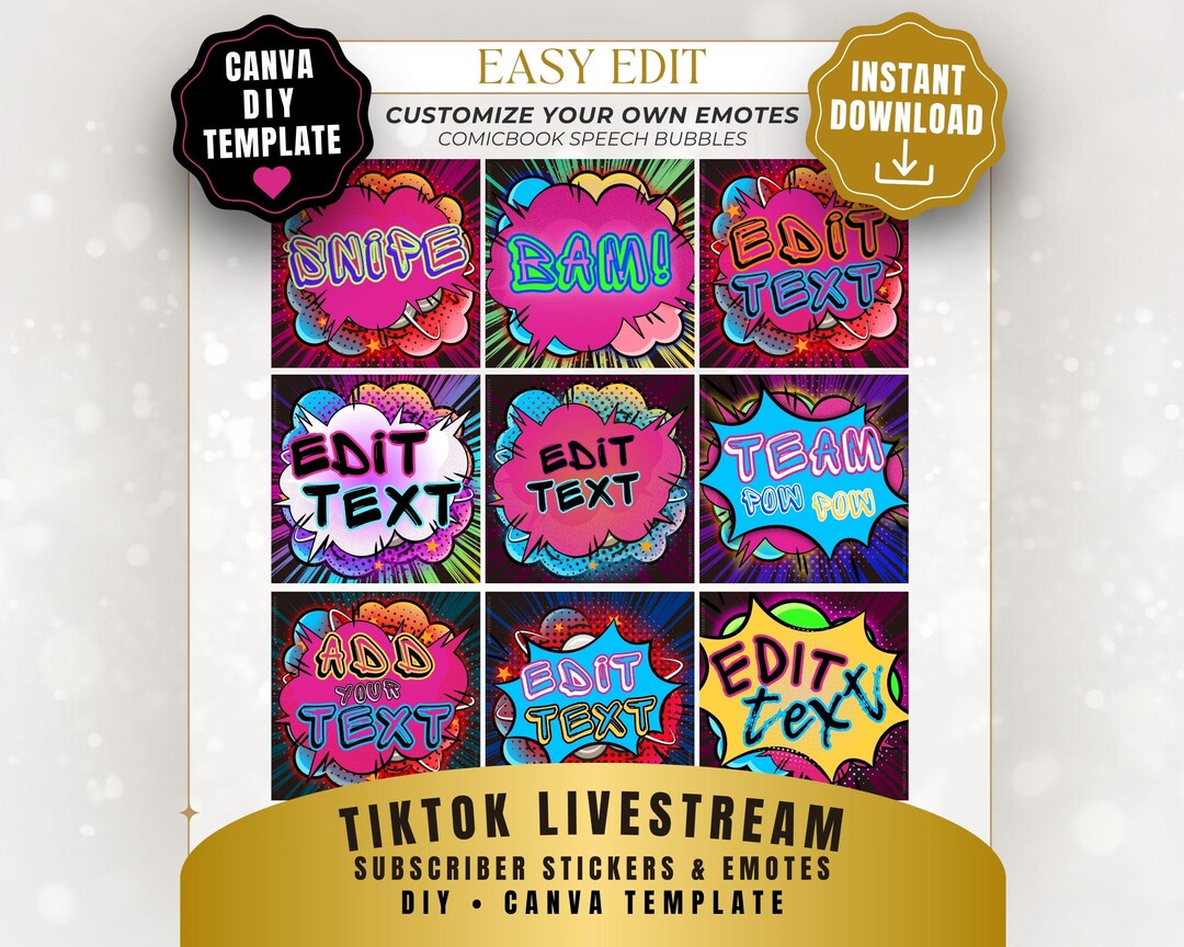 Digital Tiktok Sub Stickers, Subscriber Emotes, Live Stream Chat Emote ...