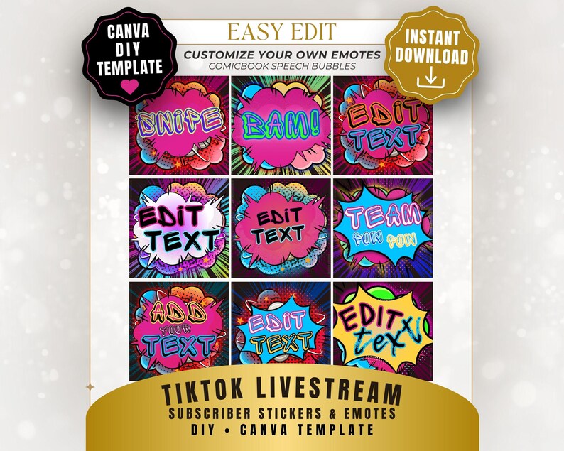 Digital Tiktok Sub Stickers, Subscriber Emotes, Live Stream Chat Emote ...