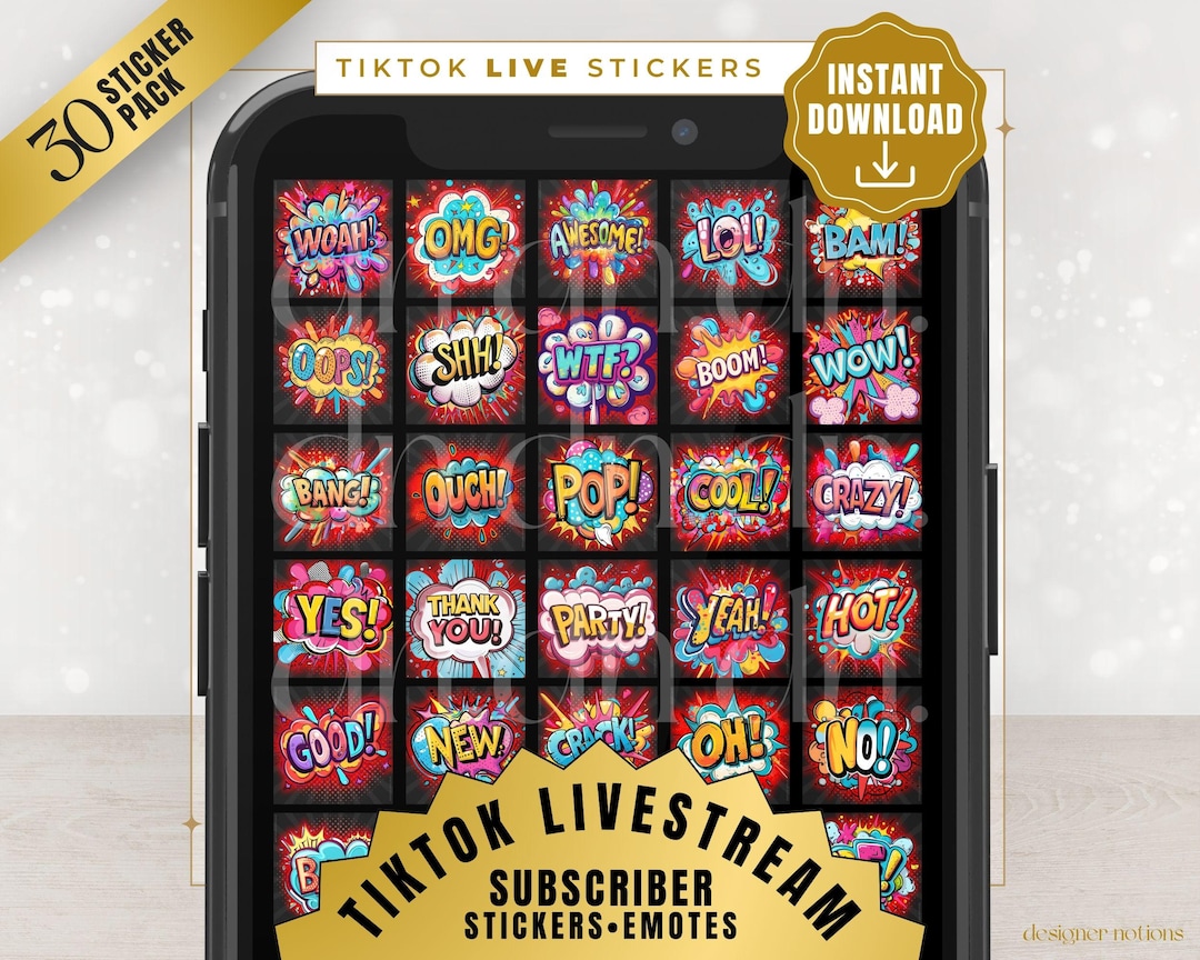 Tiktok Subscriber Stickers, Tik Tok Sub Stickers, Livestream Stickers ...