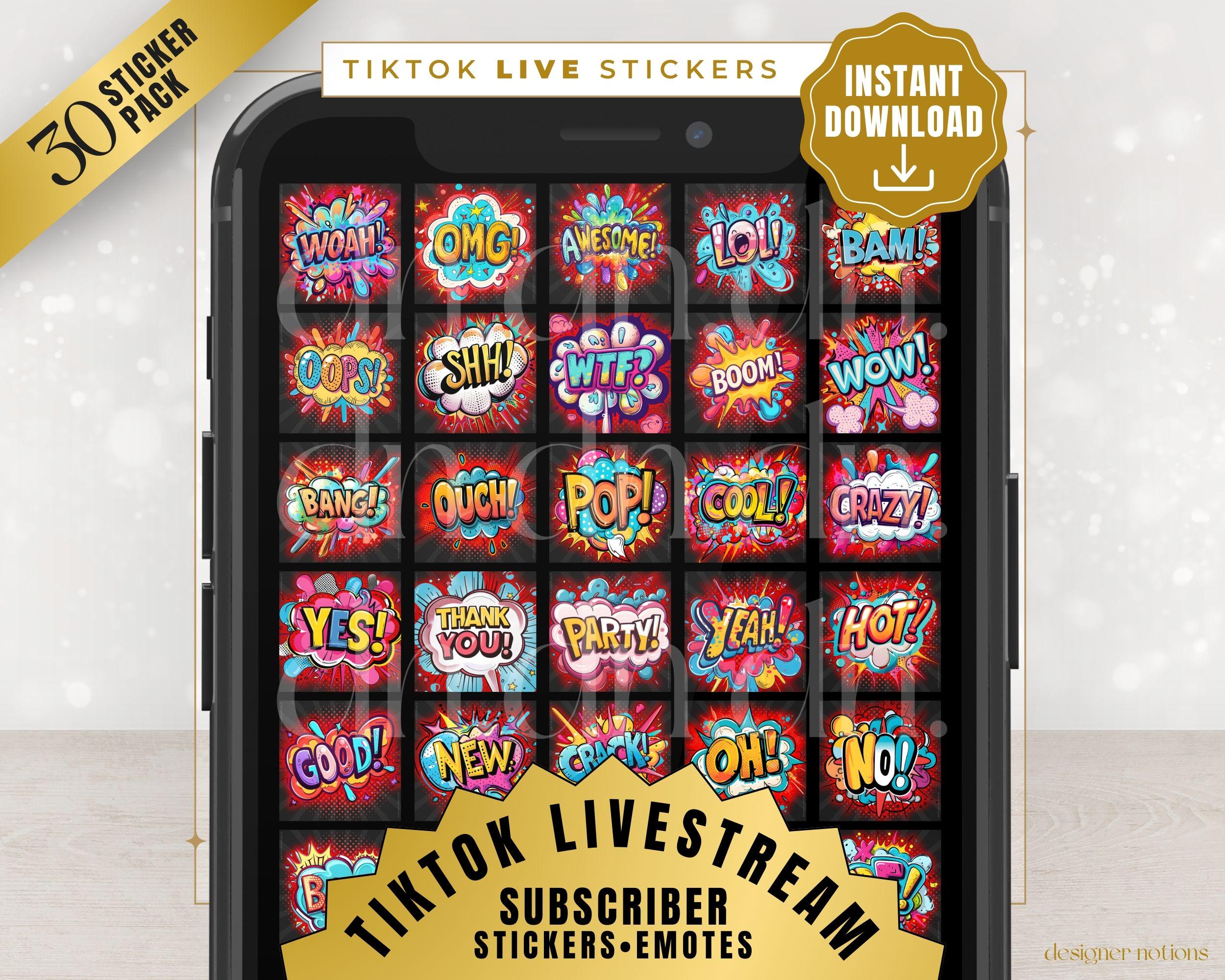 Tiktok Subscriber Stickers, Tik Tok Sub Stickers, Livestream Stickers ...