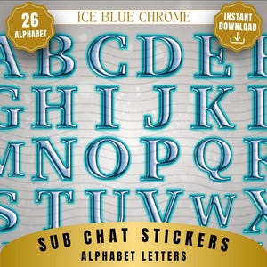 Chrome Blue Alphabet PNG Stickers Tiktok Live Chat Overlay Digital ...